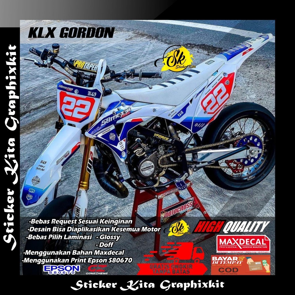 Jual 296 DECAL STICKER FULLBODY MOTOR KLX GORDON VARIASI DESAIN MOTIF ...