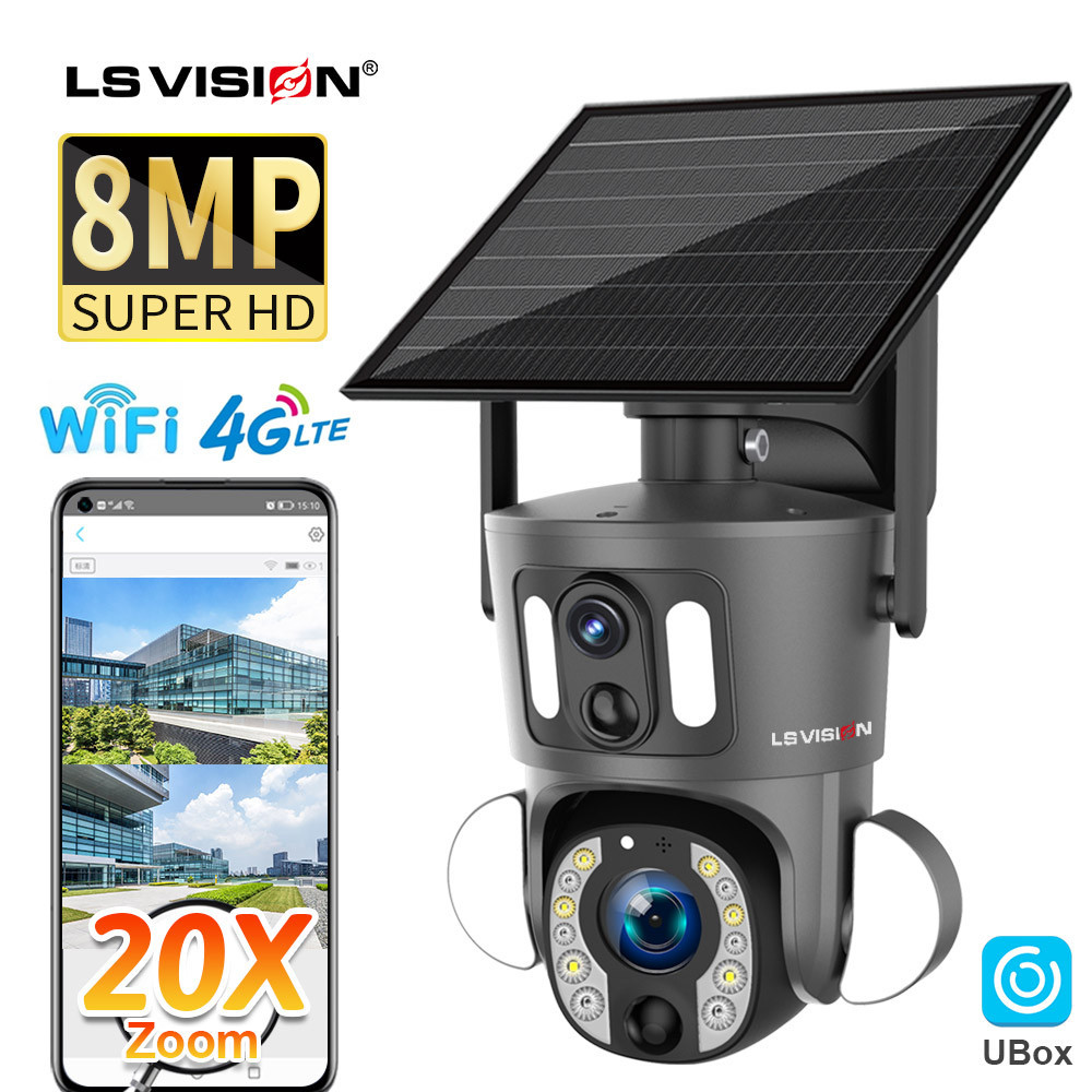 Jual LS VISION 8MP 20X Kamera CCTV layar ganda, kamera Sim 4G layar ...