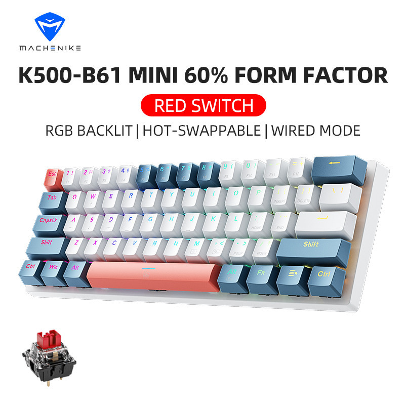 Jual Machenike K500-B61 Mini Mechanical Keybaord 60% Form Factor 61Keys ...
