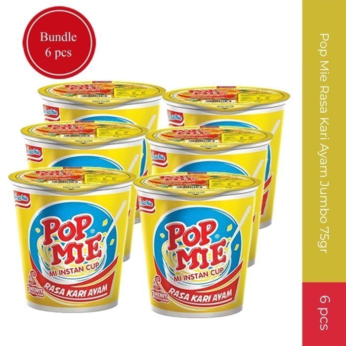 Jual Pop Mie Rasa Kari Ayam Jumbo 75gr - 6 pcs afewmart | Shopee Indonesia
