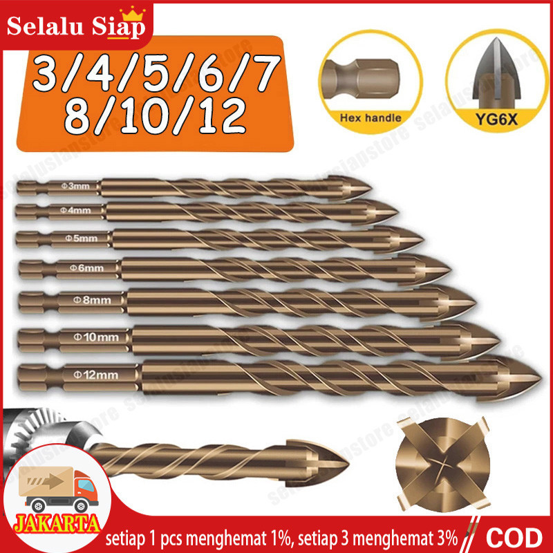 Jual 7pcs Mata Bor Kit Alat Gurdi Segitiga Paduan Keras Batu Bata ...
