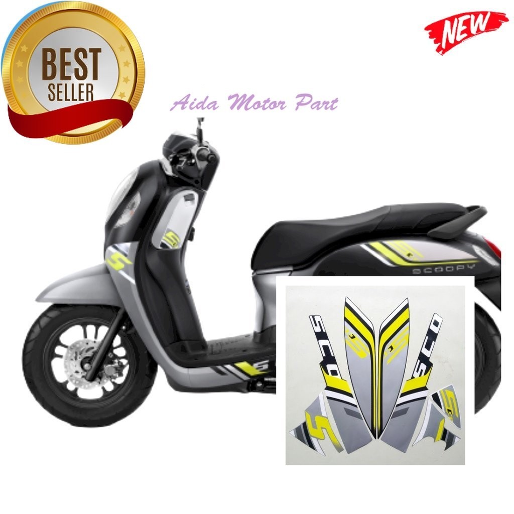 Jual Striping stiker list motor Honda scoopy sporty 2022 2023 hitam-abu ...