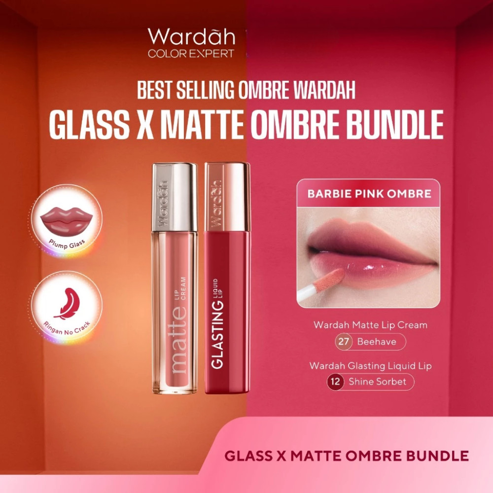 Jual Paket Wardah Ombre Combo Glasting Liquid Lip + Matte Lip Cream | Shopee Indonesia