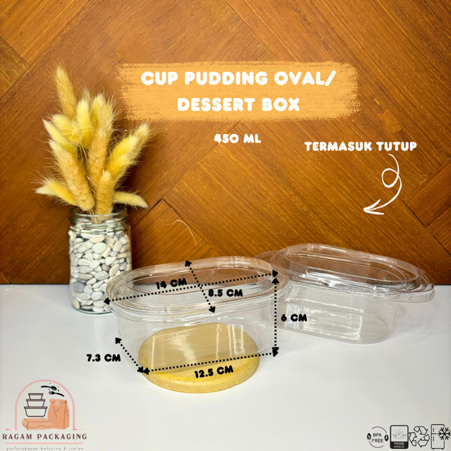 Jual Box Dessert Oval / Cup Mika Pudding Tiramisu Premium / Kotak Kaca ...