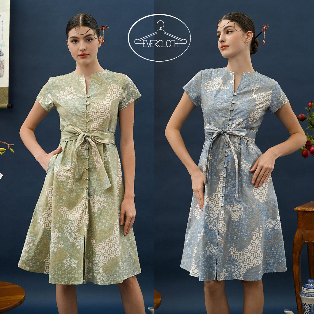 Jual Evercloth Ilina Dress Batik Wanita Gaun Batik Couple Sarimbit ...