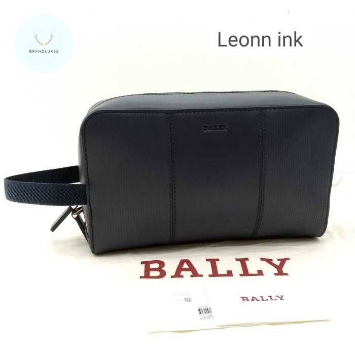Jual Bally leonn pouch clutch palladio clavo leather - Navy | Shopee ...