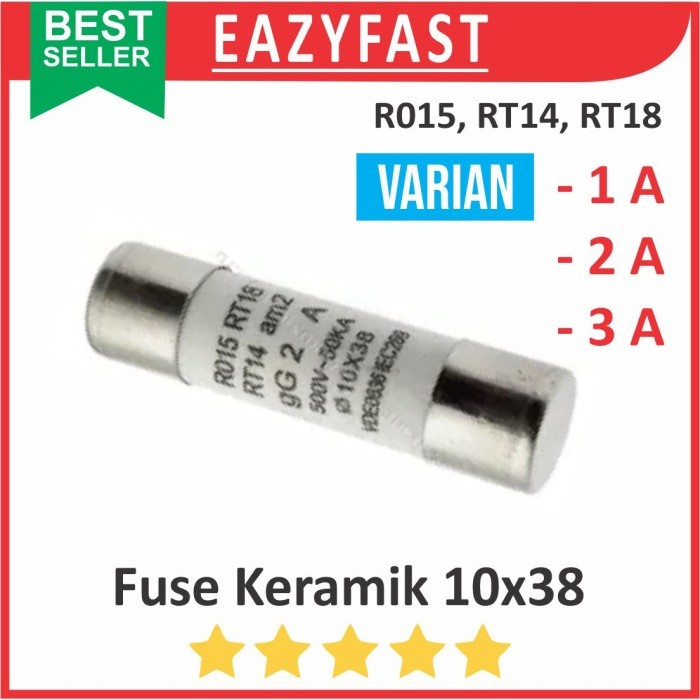 Jual Ceramic Fuse Keramik 10x38 1A 2A 3A 1 2 3 A Ampere R015 RT14 RT18 ...