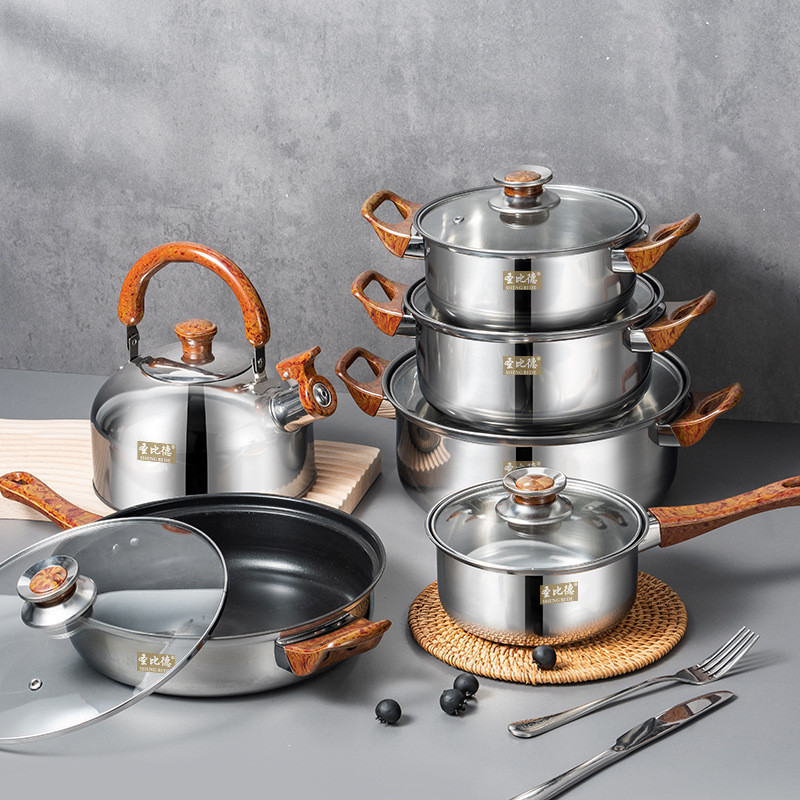 Jual Venus Store - Panci Set Kayu 4 Pcs Stainless Steel | Cookware Set ...