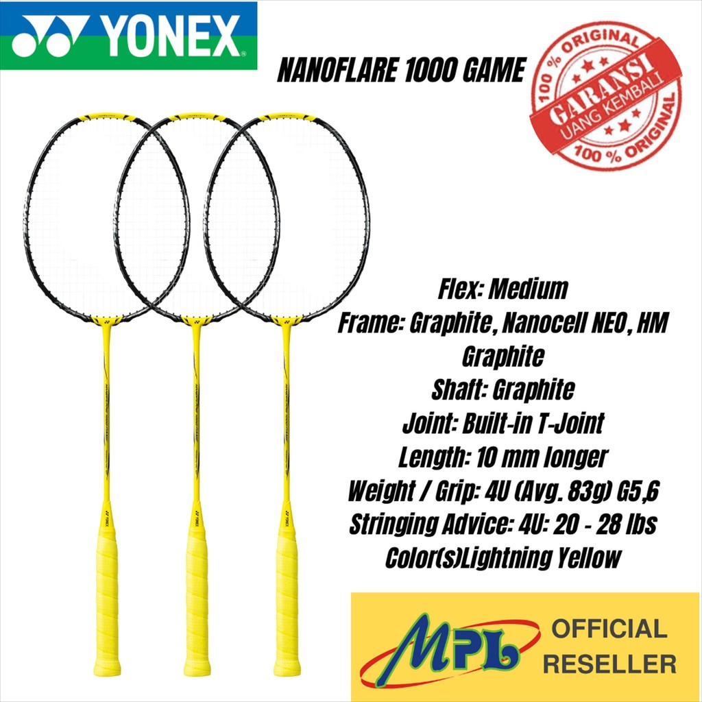 Jual RAKET BADMINTON YONEX NANOFLARE 1000 GAME | Shopee Indonesia