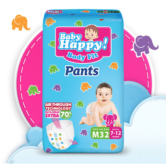 Jual Baby Happy Popok Tipe Celana ukuran S40 M32 L28 XL26 XXL24 ...