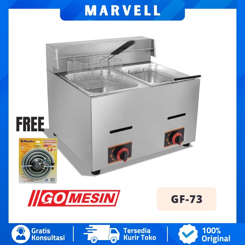 Jual Deep Fryer Gas Gomesin GF-73 Gas Deep Fryer 2 Tangki + Selang ...