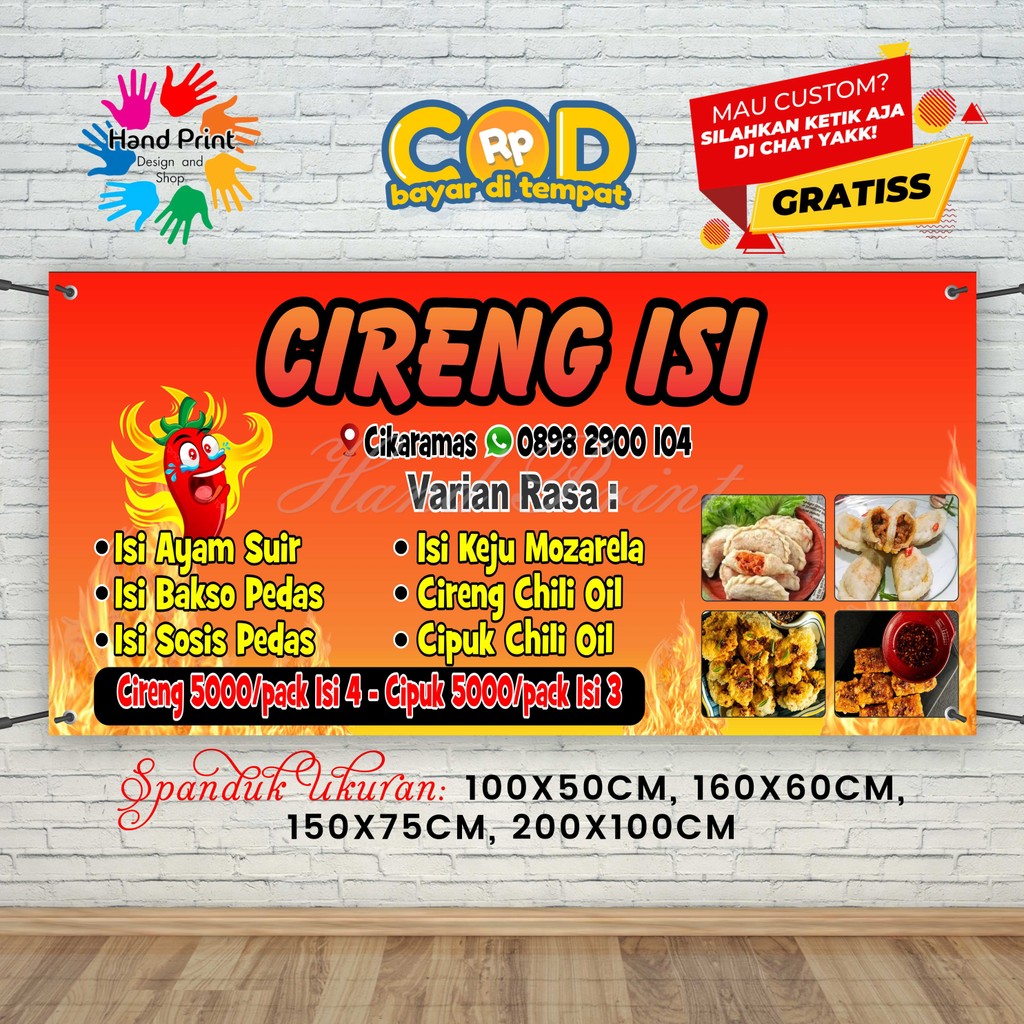 Jual Cetak Spanduk Banner Cireng Isi Oren MMT Spanduk Custom 200x100 ...
