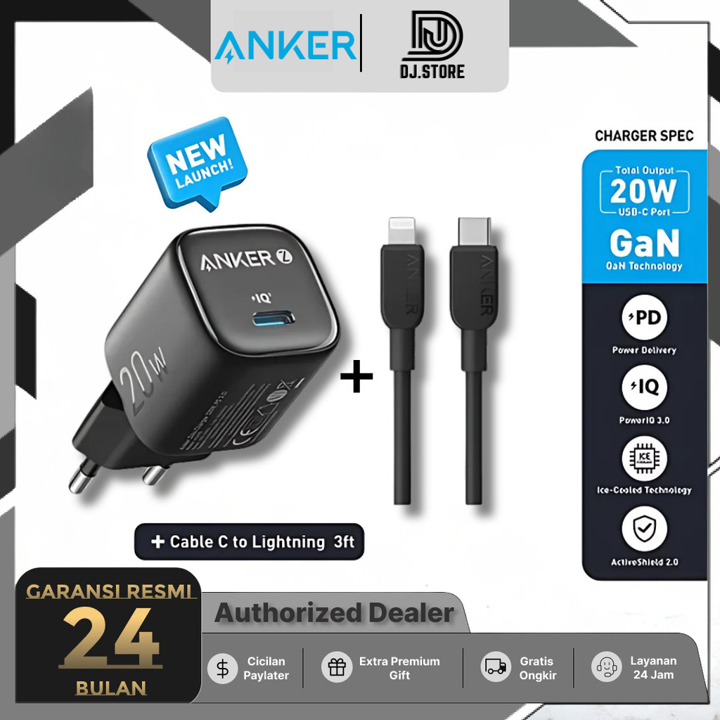 Jual Anker Wall Charger Adaptor Kabel for iPhone 15 14 13 12 11 X 20W 30W Ice-Cooled GaN PD USB ...