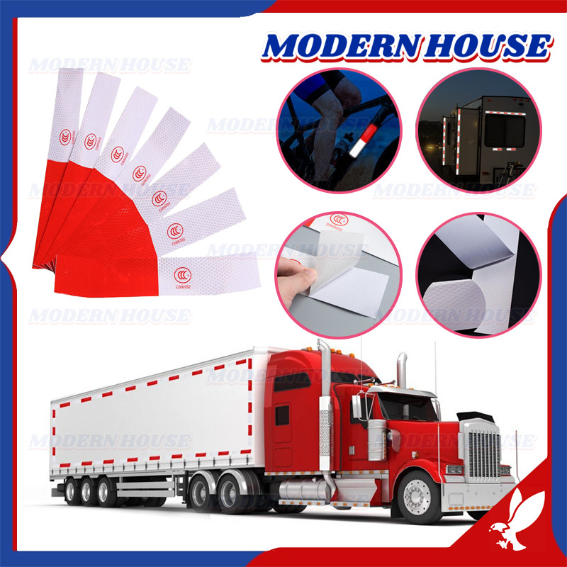 Jual sticker reflective warning sign merah putih / Stiker Reflektor ...