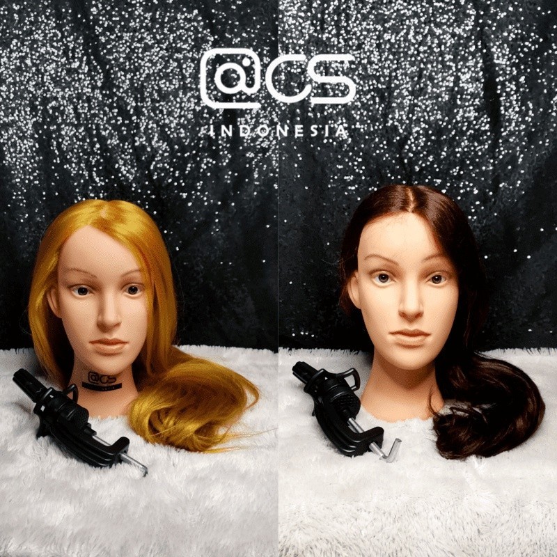 Jual (READY) 50% human hair mannequin boneka latihan potong rambut ...