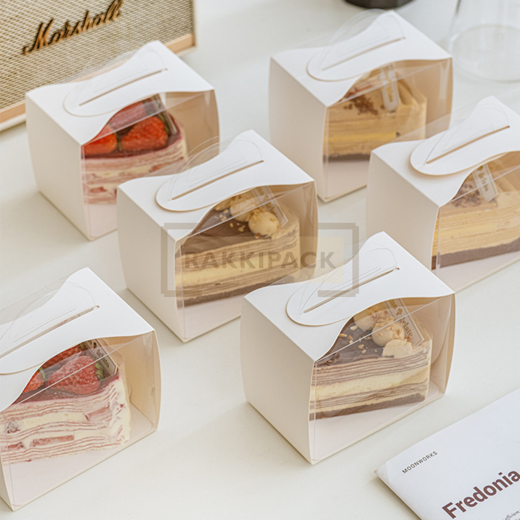 Jual Box mika belt karton wadah slice cake pudding | Shopee Indonesia