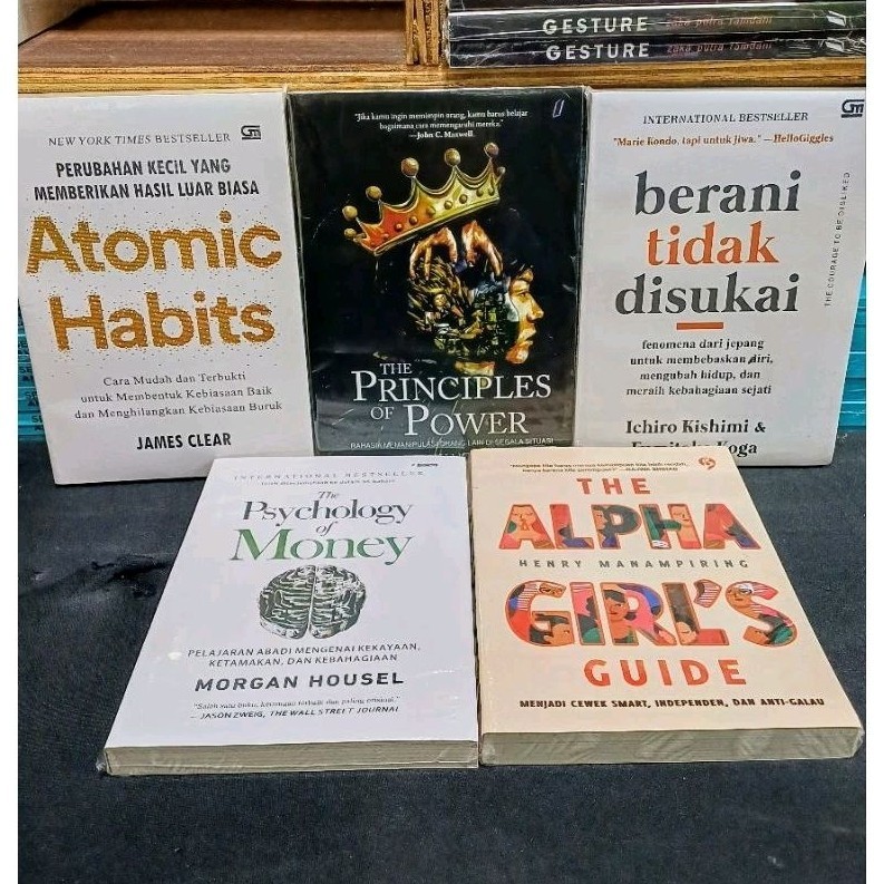Jual paket 5 buku motivasi Atomic Habits the principle of power berani tidak disukai the ...