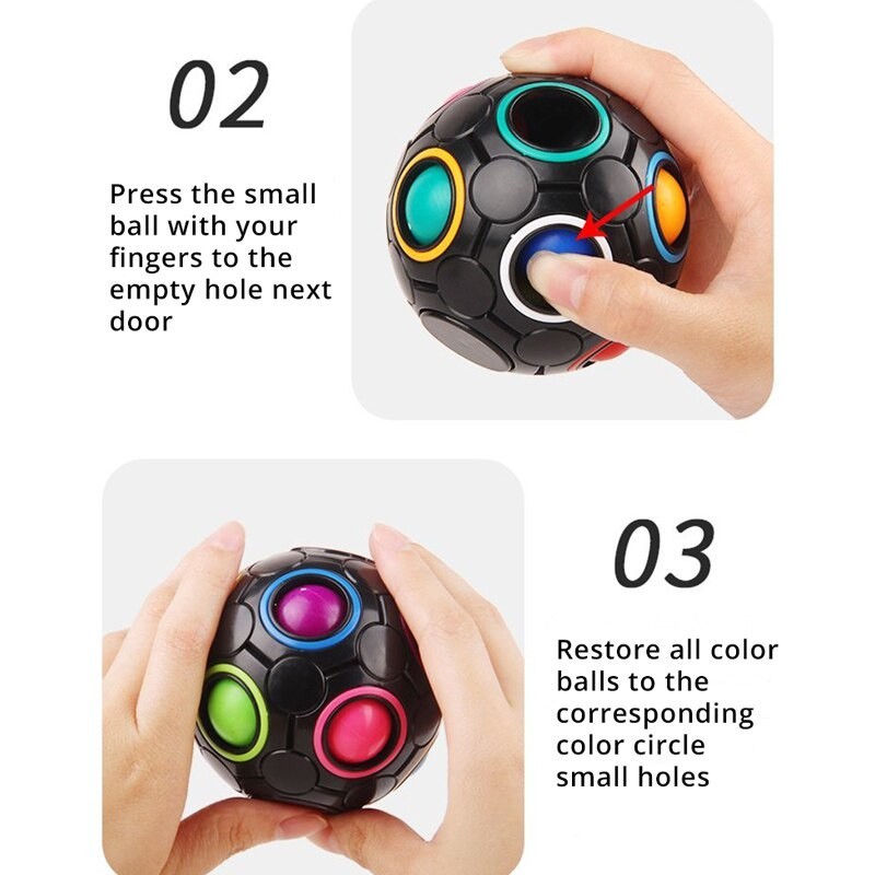 Jual 1Pcs Black Magic Rainbow Ball Kid Release Stress Toys Game Set ...