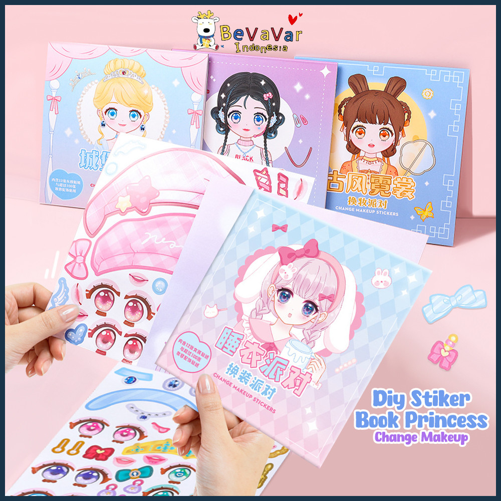 Jual BEVAVAR Buku Stiker Change Makeup Diy Princess Sticker Book ...