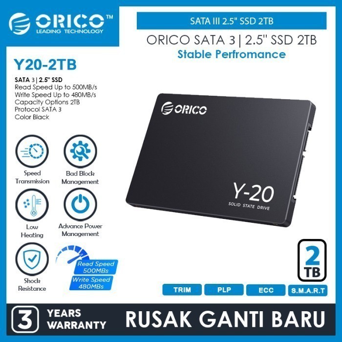 Jual ORICO SATA 2.5" SSD 128GB/256GB/512GB/1TB - Y20 | Shopee Indonesia