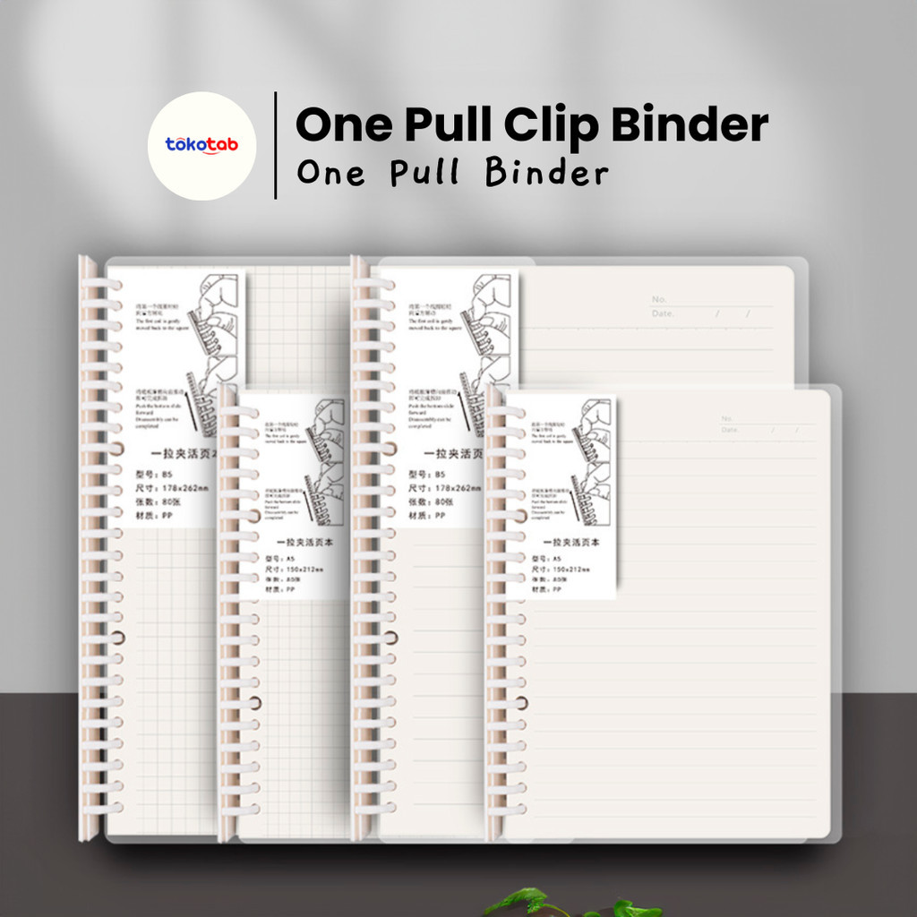 Jual Tokotab - Easy Pull Ring Binder A5 B5 PP Removable Grid Notebook ...