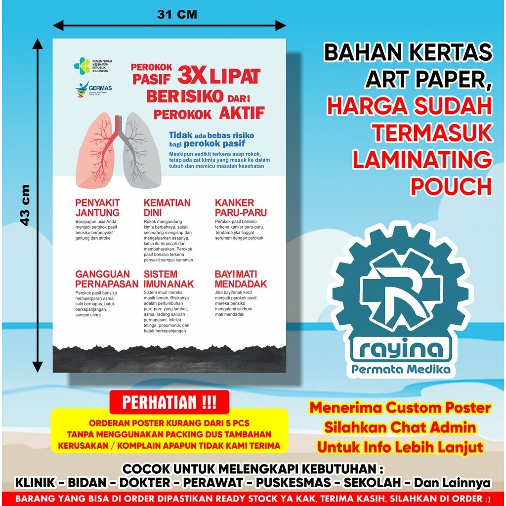 Jual Poster Perokok Pasif 3 Kali Lipat Berisiko dari Perokok Aktif ...