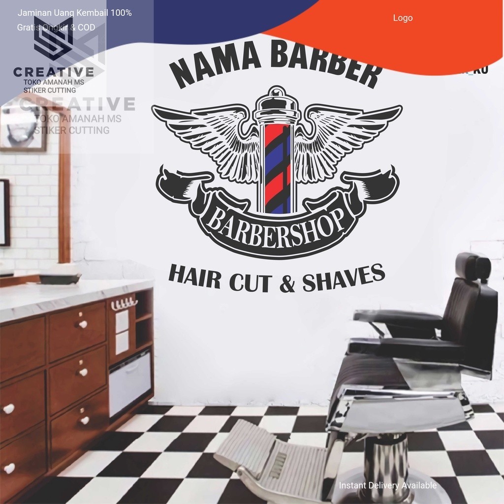 Jual Stiker cutting Wall Cutting Sticker Stiker Dinding Barber Shop ...