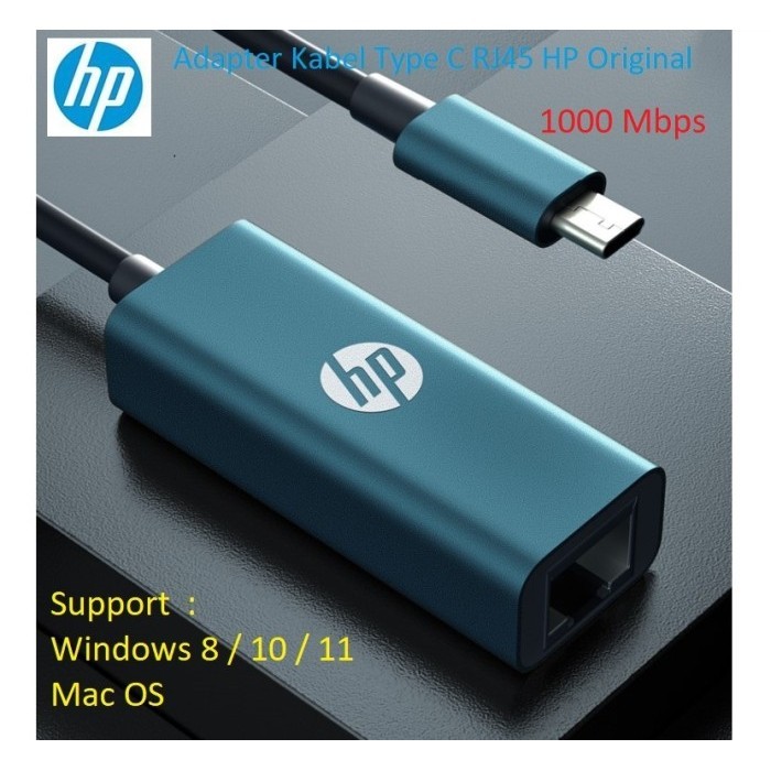 Jual USB Type C to LAN RJ45 Ethernet Adapter HP 1000Mbps - Model 2 ...