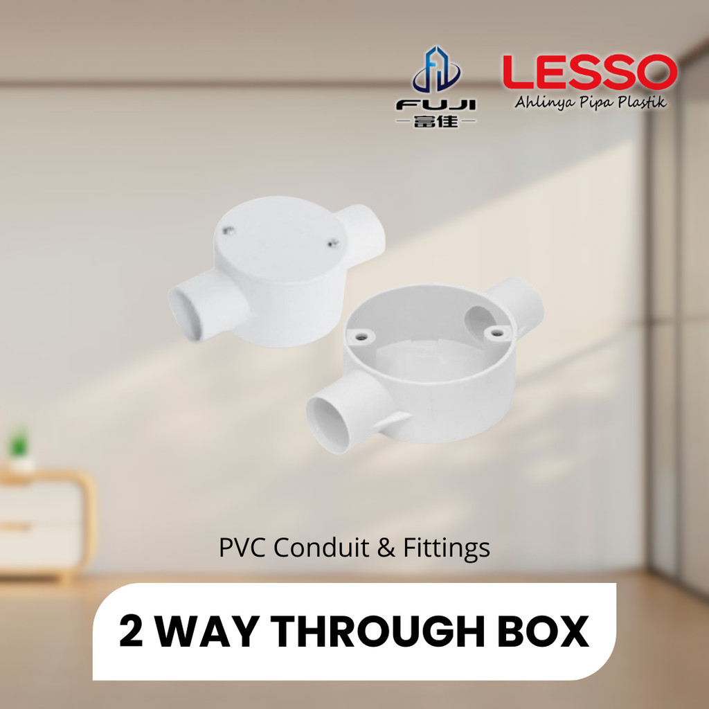 Jual Lesso PVC Conduit 2 Way Through Box Dengan Penutup | Shopee Indonesia