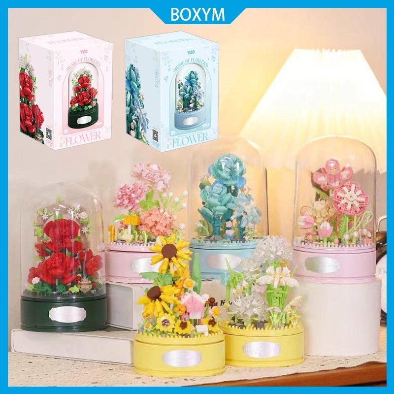 Jual RK85TJ Rose Bricks Blok bangunan Kotak Musik DIY Flower Block ...