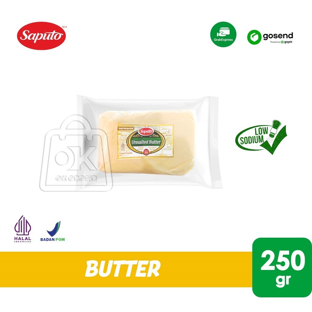 Jual Mentega Tawar Unsalted Butter SAPUTO 250gr (KHUSUS INSTANT ...