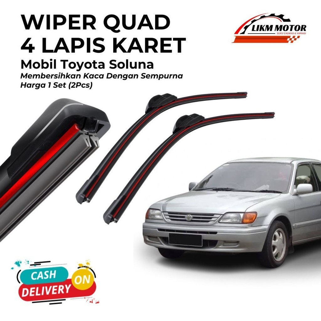 Jual Wiper Quad Toyota Soluna 4 Lapis Karet Blade 1 Set Kiri dan Kanan ...