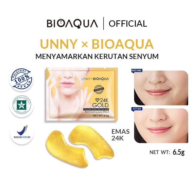 Jual UNNY X BIOAQUA 24K GOLD COLLAGEN CRYSTAL SMILE LINE MASK / MASKER ...