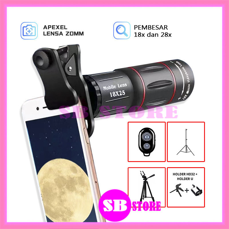 Jual [SB] APEXEL Lensa Apexel 18x25 Apexel 28x Zoom Dan 18x Zoom ...