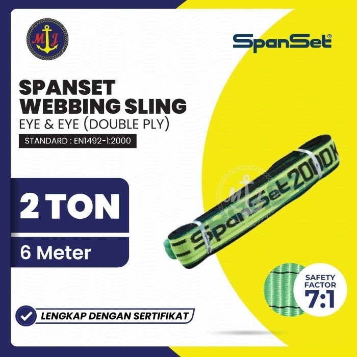 Jual Webbing Sling Spanset 2 Ton x 6 Meter // Mjmarine // Lengkap sama sertifikat | Shopee Indonesia