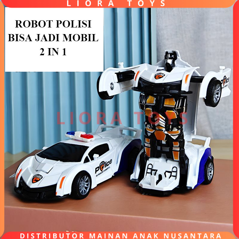 Jual Mainan Anak Mobil model Robot Polisi Bisa Berubah Bentuk Jadi ...