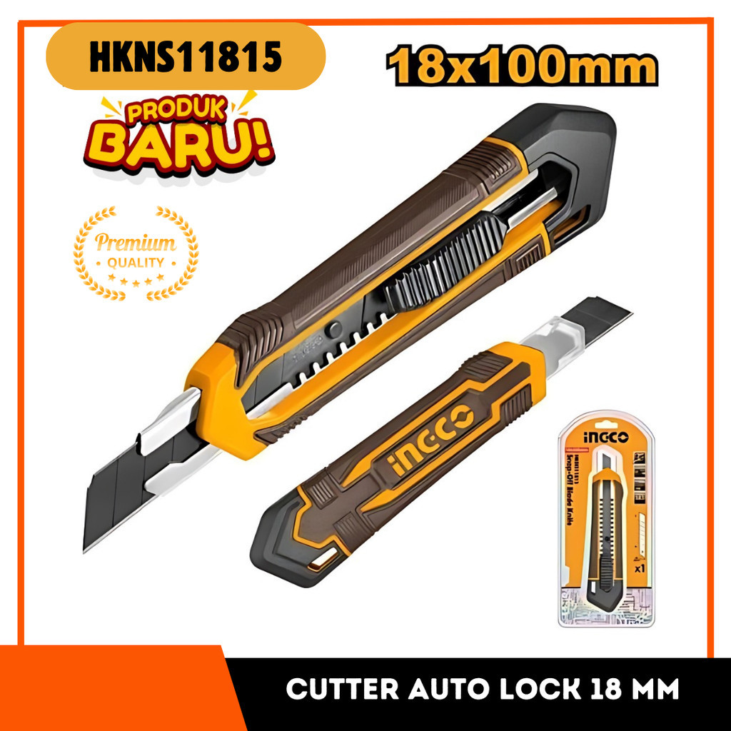 Jual Cutter Knife Auto Lock 18 MM INGCO HKNS16518 Cutter 18mm Snap-Off ...