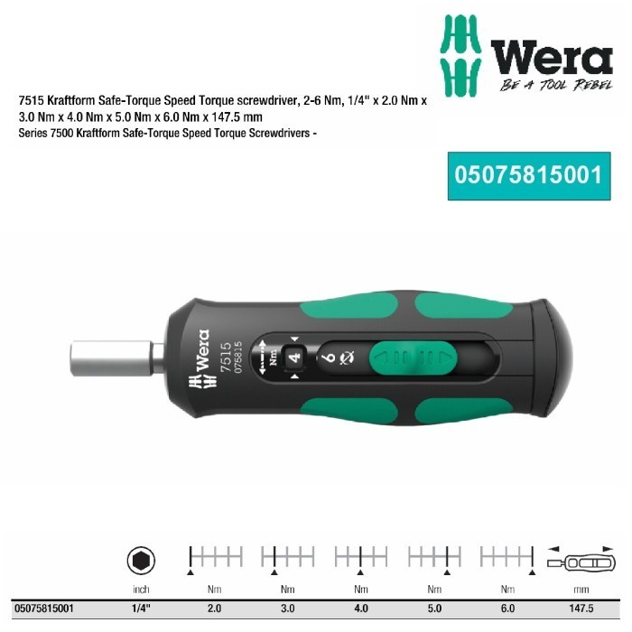Jual WERA 05075815001 Obeng Torsi 2 - 6 Nm 7515 Kraftform Safe Torque ...
