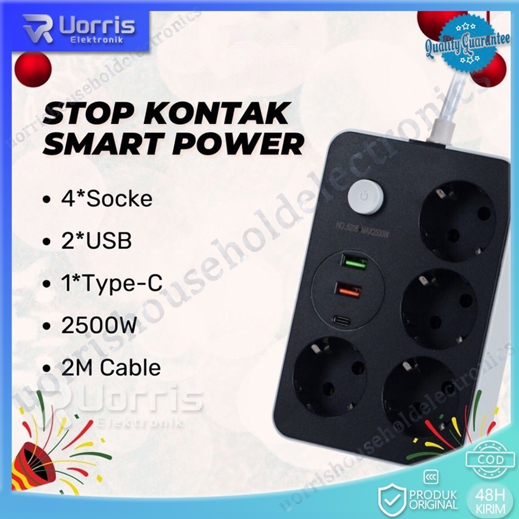 Jual Colokan Listrik USB Smart Power Strip Stop Kontak Colokan 4 lubang colokan 2 Smart USB 3 ...