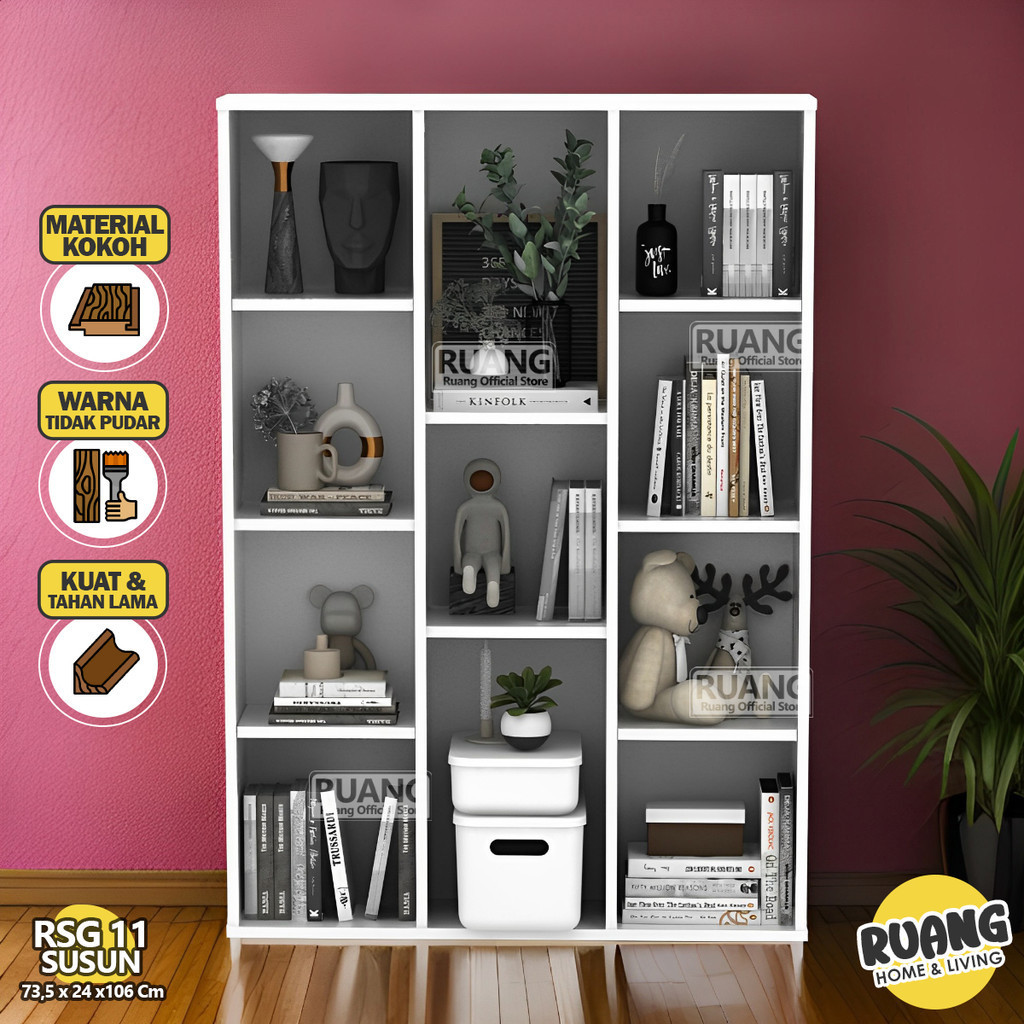 Jual RSG 11 - Rak Buku Lemari Book Rack Rak Serbaguba 11 Susun Kayu ...