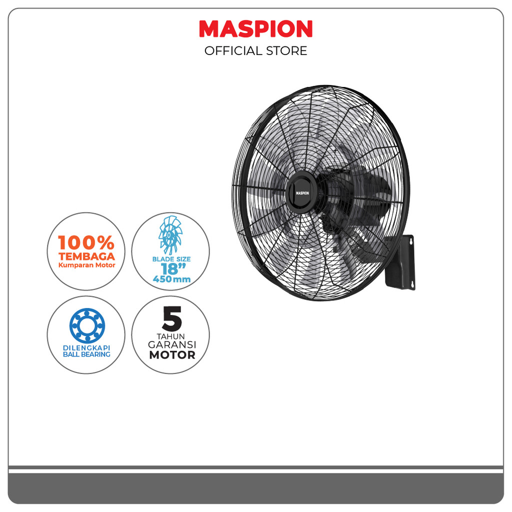 Jual Maspion Power Wall Fan Kipas Angin Dinding 18 Inch PW-1820 RC ...