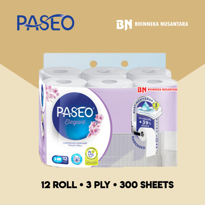 Jual Paseo Elegant Toilet Tissue Core Emboss [12 Roll/300 Sheet ...