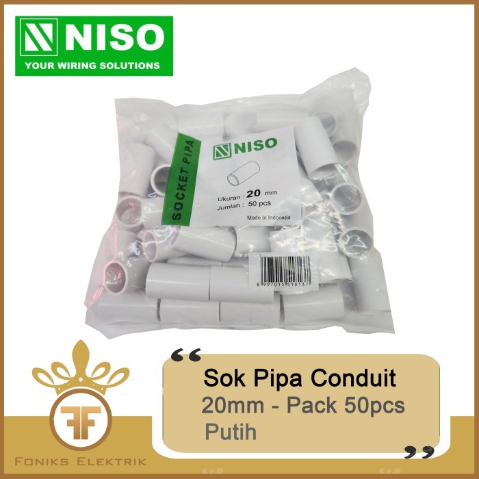 Jual Sok Socket Pipa Conduit Niso 20mm Pak 50pcs | Shopee Indonesia