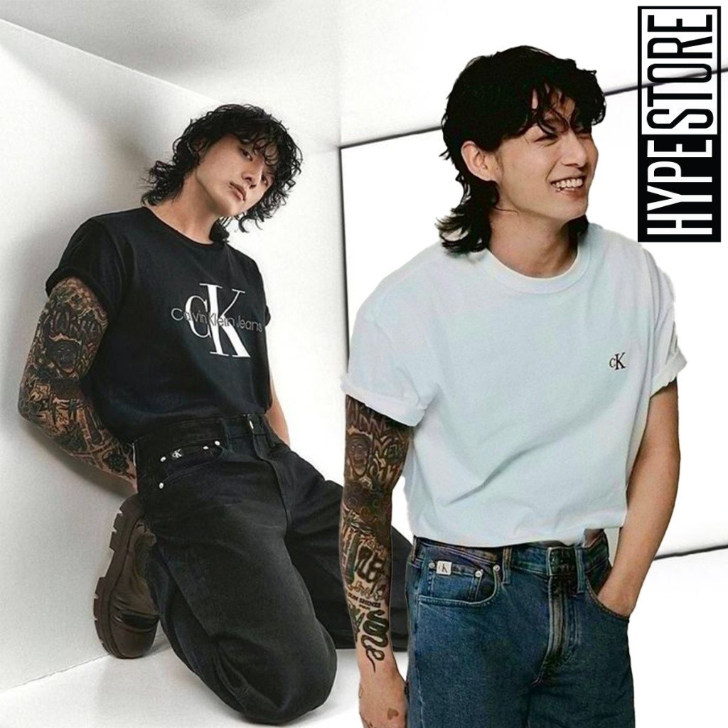 Jual Kaos Pria Jeon Jungkook _ Callv1n Klein Basic T-shirt _ BTS _ ARMY | Shopee Indonesia