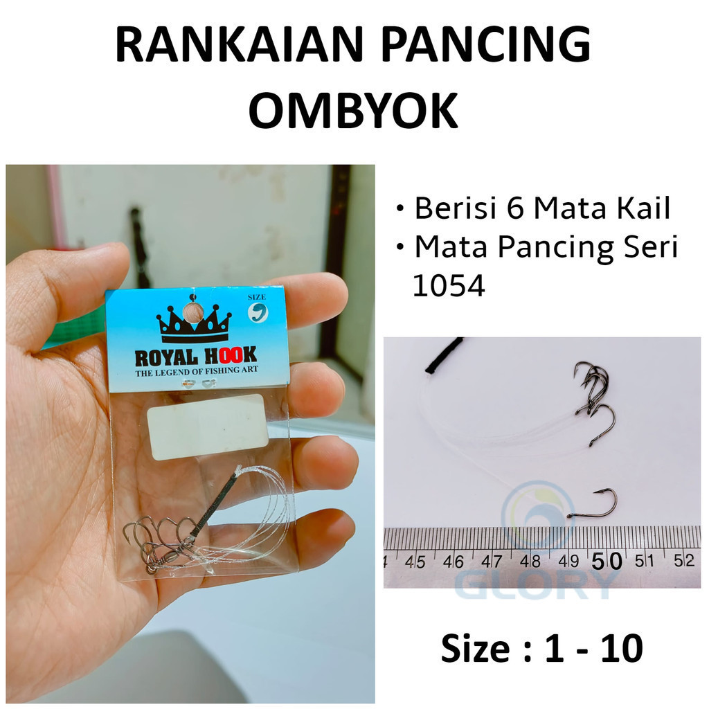 Jual Rangkaian Pancing ombyok 6 kail Royal Hook Kail Carbon Gombyok ...