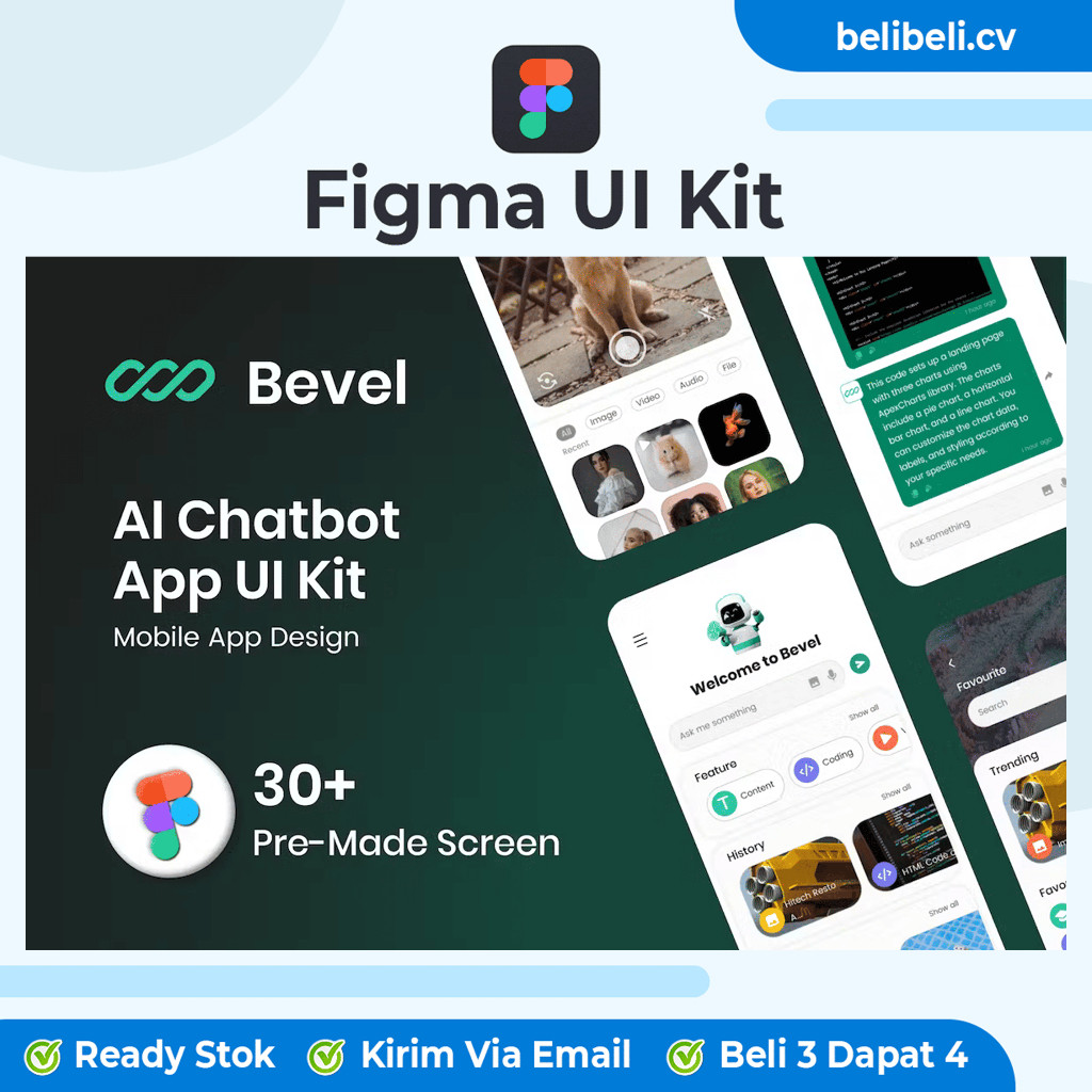 Jual Termurah Bevel AI Chatbot App UI Kit - Premium Figma UI Kit | Shopee Indonesia