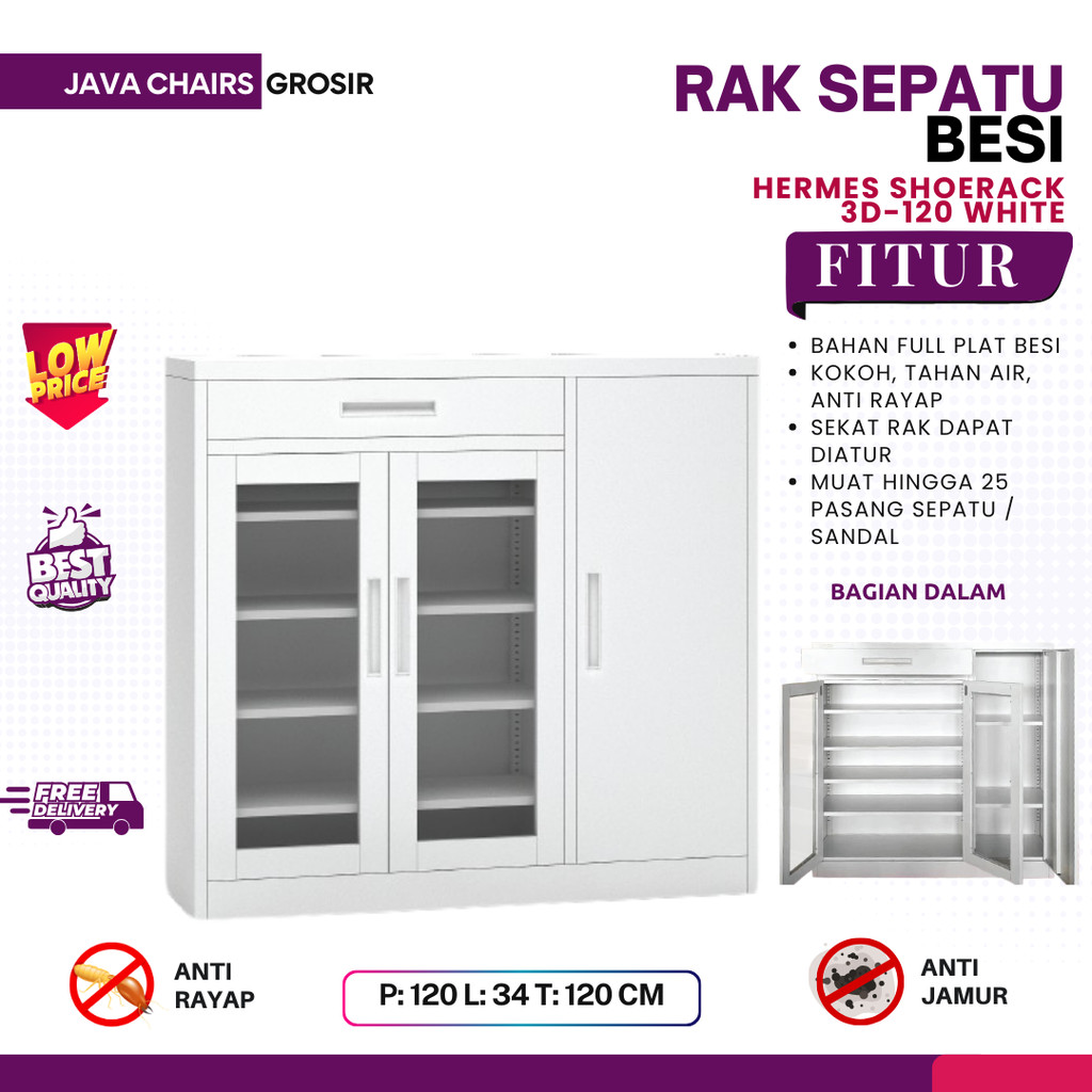 Jual Rak Sepatu Plat Besi Hermes Shoe Rack 3D-120 Rak Serbaguna Besi ...