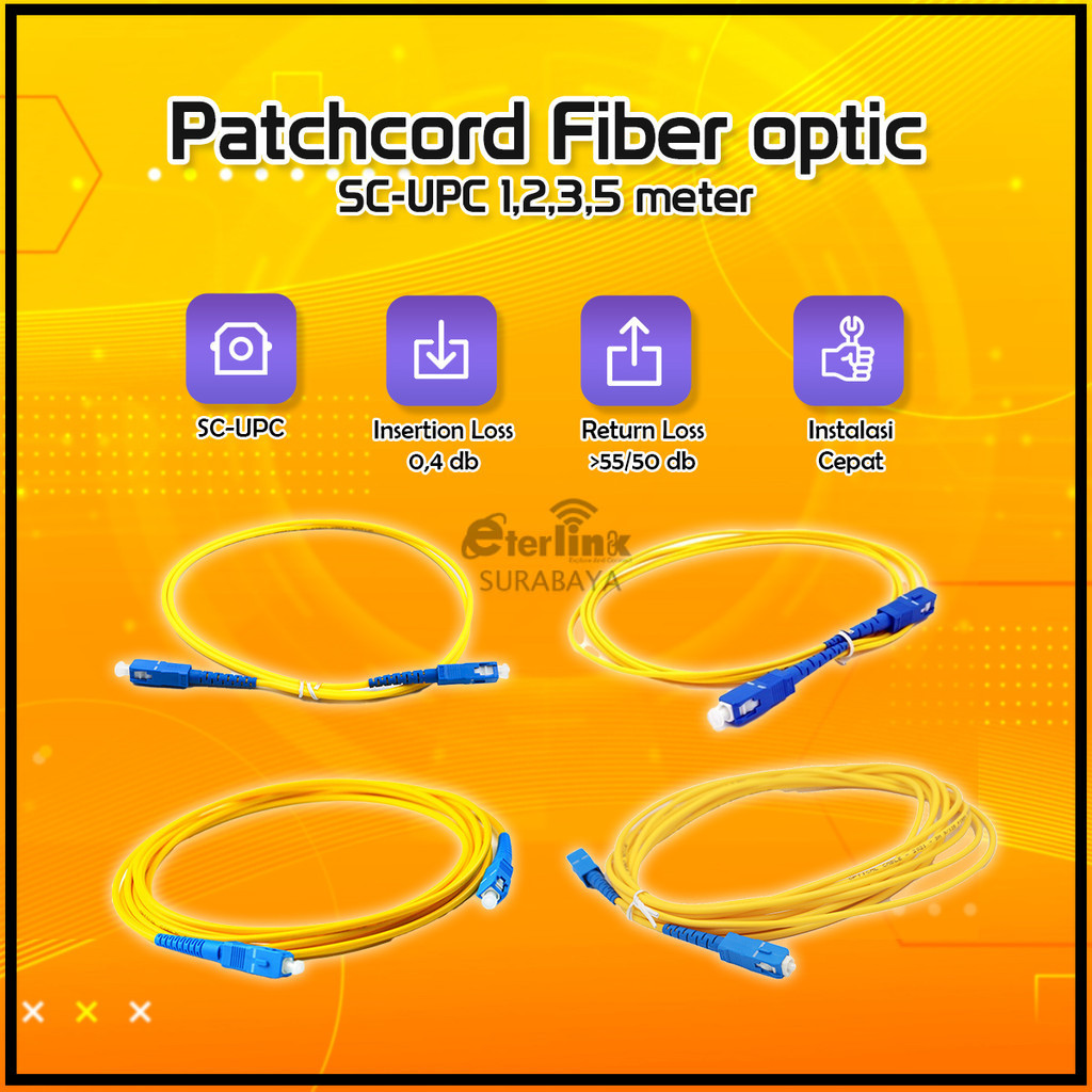 Jual Kabel Fiber Optic Patch Cord Warna Kuning 1M 2M 3M 5M FO Patch Cord Single Mode SC-SC 1PCS ...