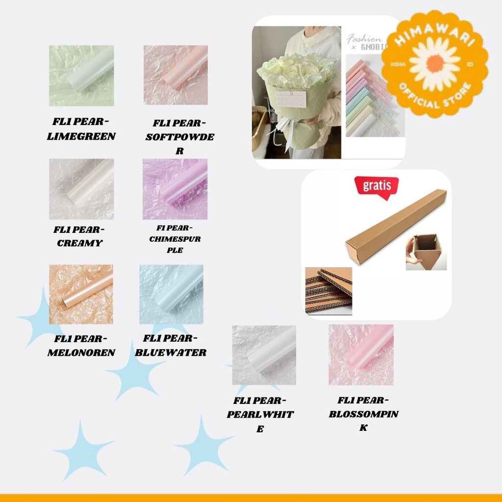 Jual HIMA - (5 LEMBAR) - FL1 PEARLESCENT Kertas Bunga Buket Waterproof ...