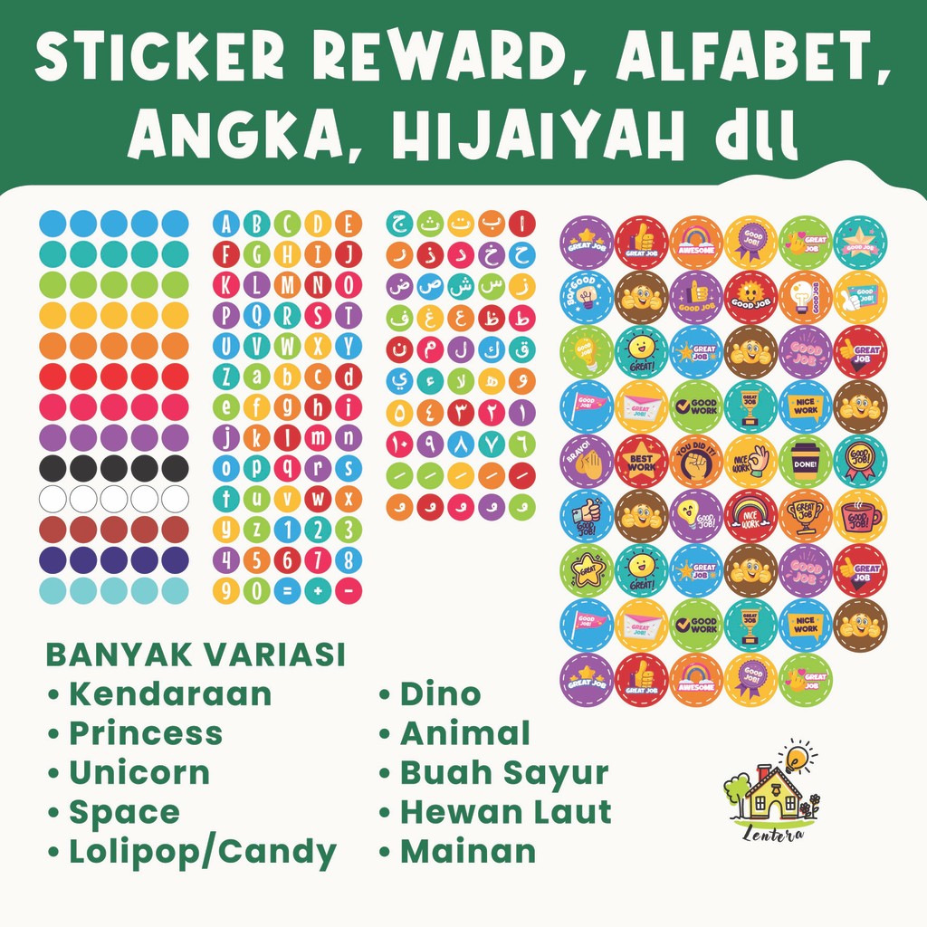Jual Sticker & POSTER Reward, Alfabet, Angka, dan Hijaiyah, Tranportasi ...